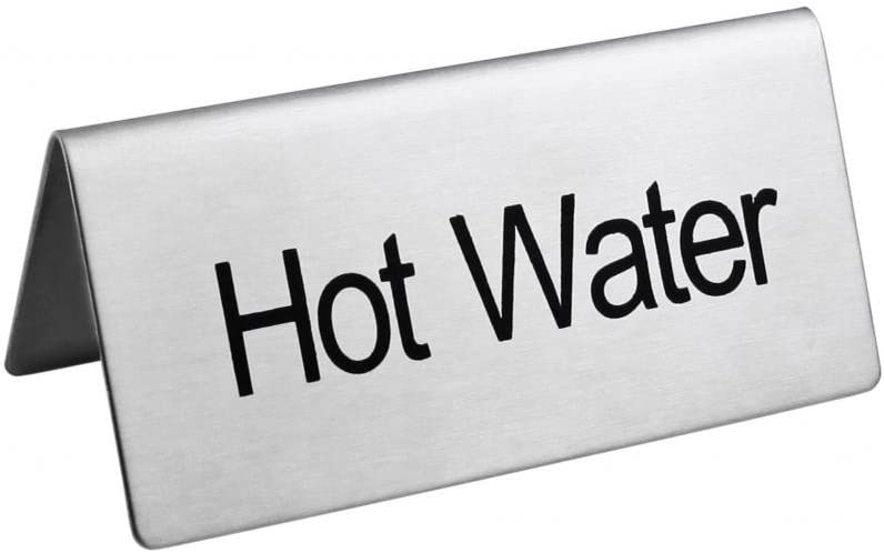 New Star Foodservice 27334 Stainless Steel Table Tent Sign, (Hot Water