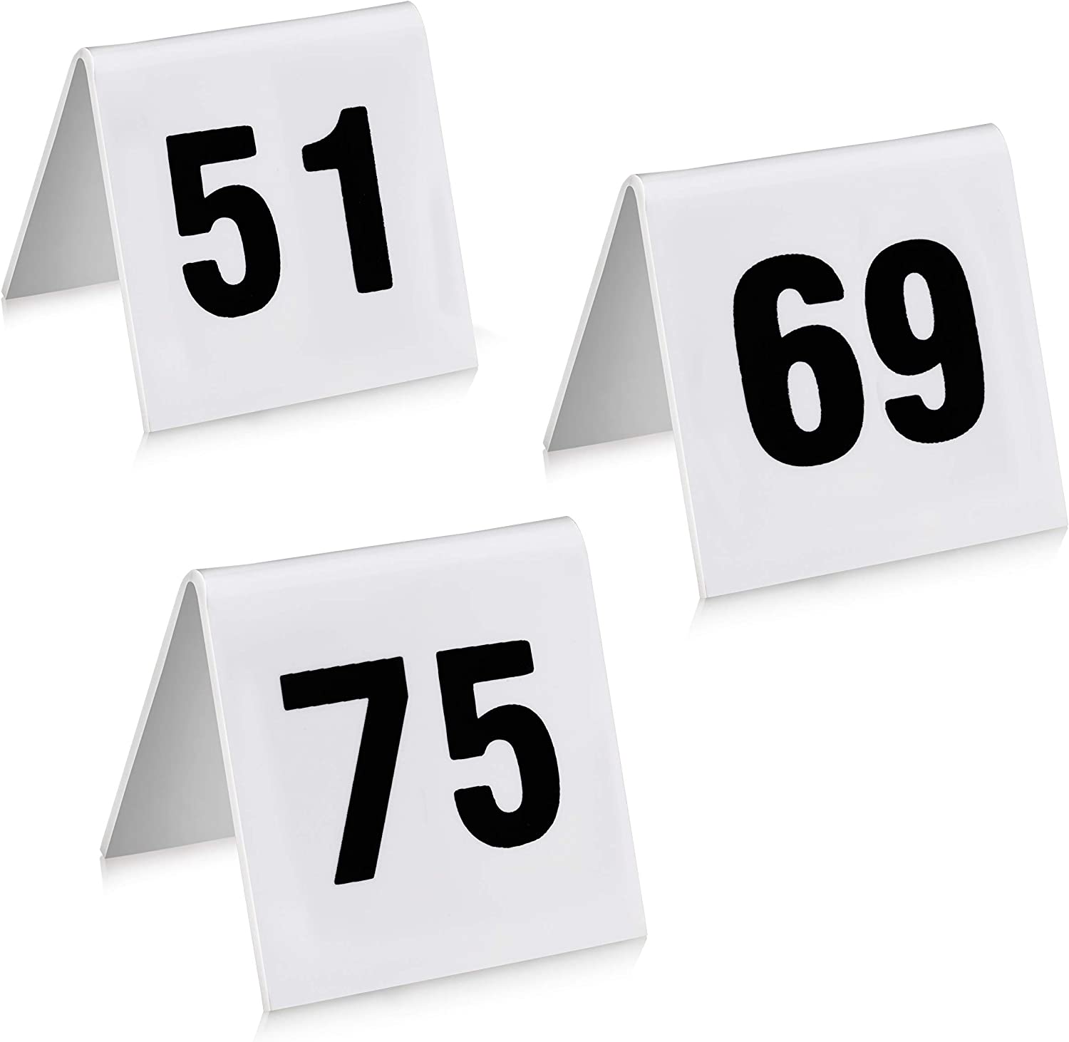 New Star Foodservice 27563 Double Sided Plastic Table Numbers, 51-75,