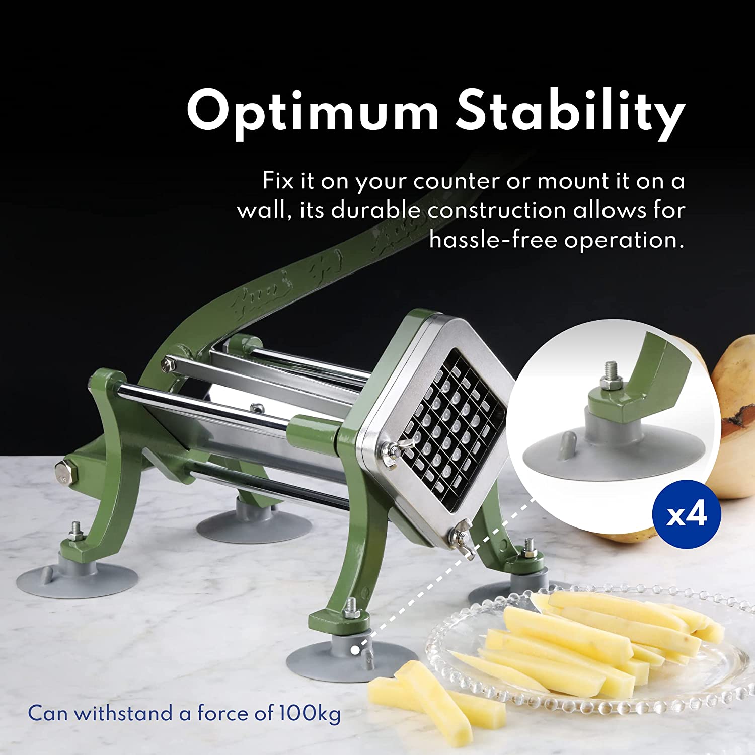 New Star Foodservice 42306 Commercial Grade French Fry Cutter with Suc