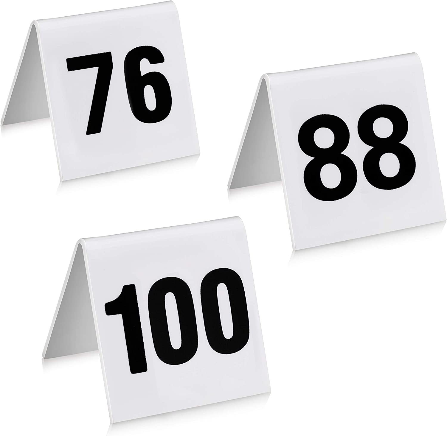 New Star Foodservice 27587 Double Sided Plastic Table Numbers, 76-100,